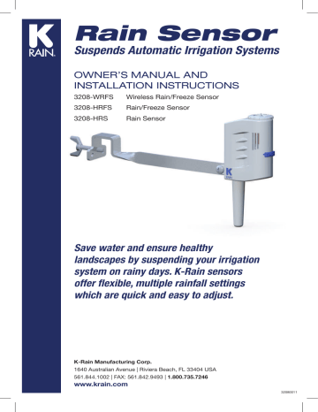 K-Rain 3208-HRS Hardwired Rain Sensor Instructions | Manualzz