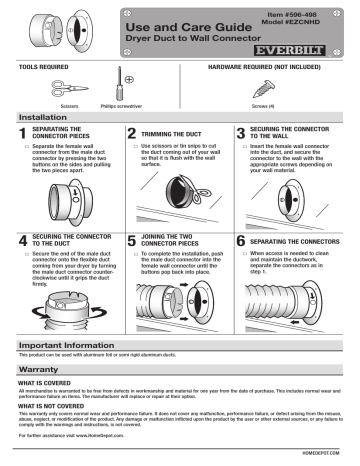 Everbilt EZCNHD 4 in. Dryer Vent Duct to Wall Connector Installation ...