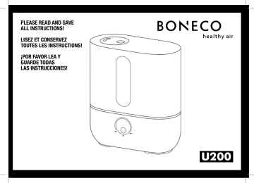 BONECO U200 Cool Mist Ultrasonic Humidifier Product Manual | Manualzz