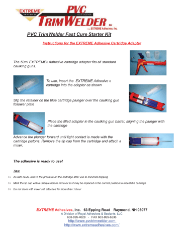 PVC TrimWelder EXT-FCSK-50ML 50 ml Fast Cure Starter Kit Instructions ...