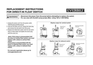 Everbilt SVFS10D1801BC Vertical Float Switch Instructions | Manualzz