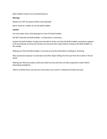 BULB GRABBER BG-100 Universal Light Bulb Changer User guide | Manualzz