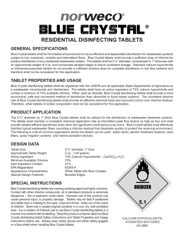 Norweco FSB50007 5 lb. Blue Crystal Chlorine Tablets for Aerobic or ...