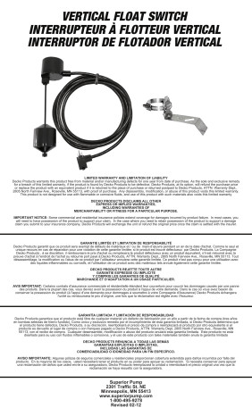 Superior Pump 92010 Vertical Float Switch Instructions | Manualzz