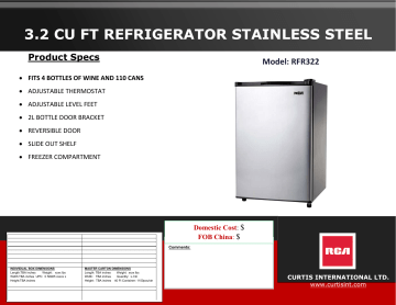 RCA RFR322 3.2 cu. ft. Mini Fridge Specification | Manualzz