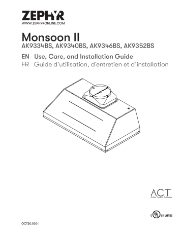 Zephyr AK9346BS Monsoon II 48 in. Insert Range Hood installation Guide ...