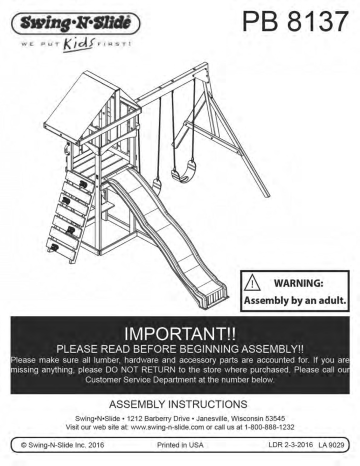 Swing-N-Slide Playsets PB 8000 Scrambler Deluxe Backyard Wood Complete Swing Set Mode d'emploi ...