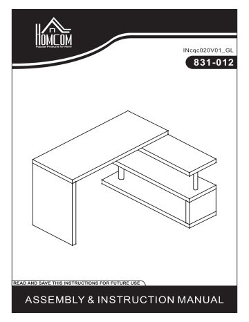 HOMCOM 831-012V01 45 in. L-Shaped Black Writing Computer Desk ...