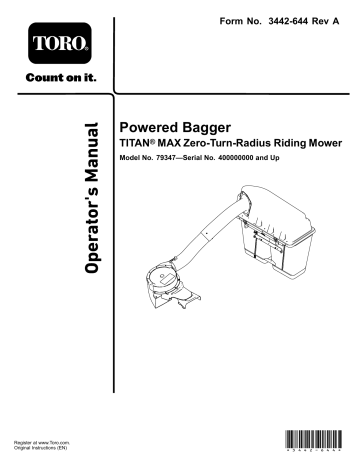 Toro 79347 TITAN MAX EZ Vac Complete Twin Bagger Zero Turn (Fits Model ...