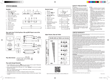 RCA RTS7010B R6 37 in. Home Theater Soundbar Product Manual | Manualzz