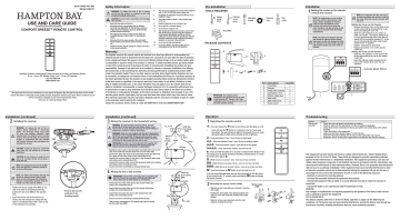 Hampton Bay 98131 3-Speed Universal Ceiling Fan Premier Remote Control (Damp Rated) Product ...