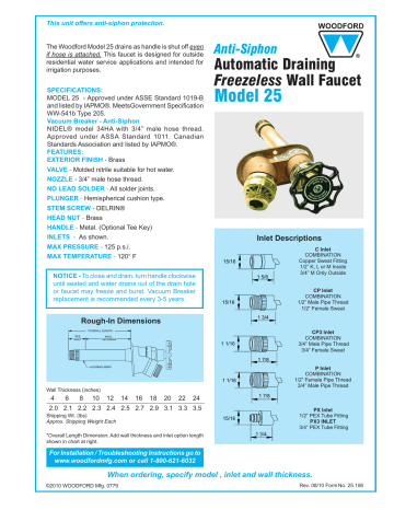 Woodford RK-25 Model 25 8-piece Repair Kit Specification | Manualzz