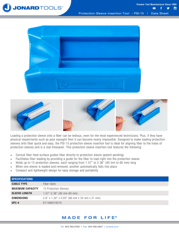 JONARD TOOLS PSI-15 Protection Sleeve Insertion Tool for Fusion ...