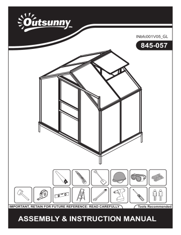 Outsunny 845-057 4 ft. x 6 ft. x 7 ft. Aluminum Polycarbonate Portable ...