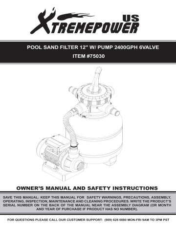 XtremepowerUS 75030 12 in. Sand Filter Above-Ground User guide | Manualzz