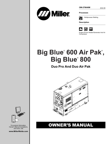 Miller BIG BLUE 800 DUO PRO Manual | Manualzz