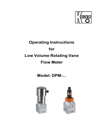 Kobold DPM Rotating Vane Flow Meter Operating instructions | Manualzz
