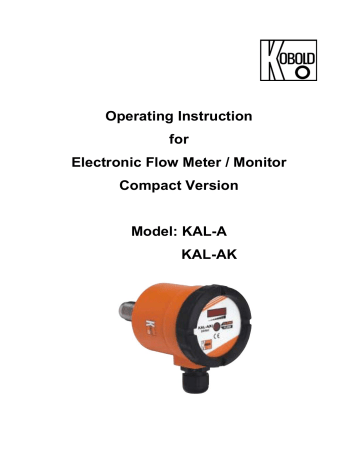 Kobold KAL Calorimetric Flow Meter / Switch Operating instructions ...