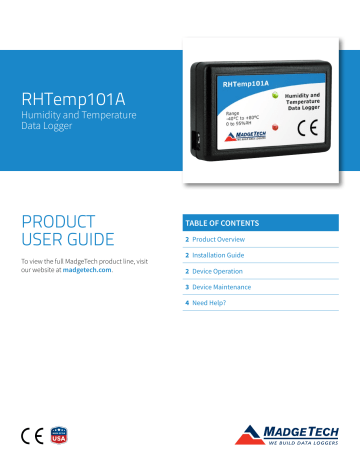 MadgeTech RHTemp101A User Guide | Manualzz