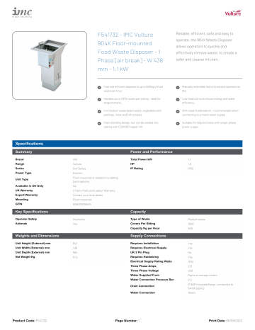 IMC F54/732 IMC Vulture 904X Floor-mounted Food Waste Disposer ...