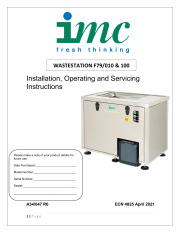 IMC F79/100 IMC WasteStation Macerator and Dewaterer Product Manual ...