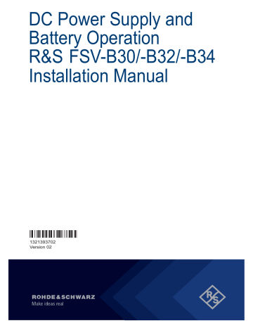 Rohde&Schwarz FSV Installation Manual | Manualzz