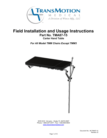 TransMotion TMA87-15 Carter Hand Table Instructions | Manualzz
