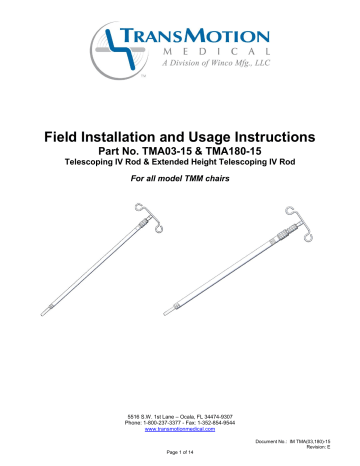 TransMotion TMA03-15 Telescoping IV Rod Instructions | Manualzz