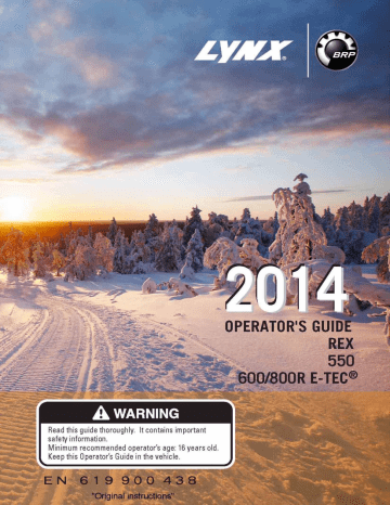 Lynx REX 550F/600/800R ETEC 2014 Operator Guide | Manualzz