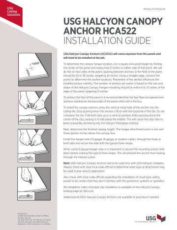USG Halcyon™ Canopy Anchor HCA522 Installation Guide | Manualzz