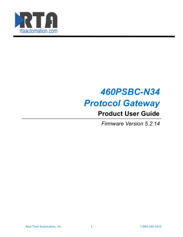 Real Time Automation 460PSBC Profinet Gateway User Guide | Manualzz