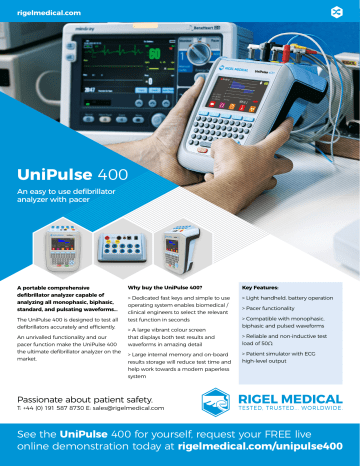 Camille Bauer Rigel UniPulse 400 Product sheet | Manualzz