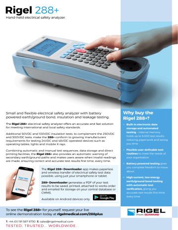 Camille Bauer Rigel 288+ Product sheet | Manualzz