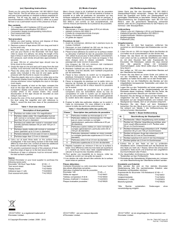 Elcometer 142 ISO 8502-3 Dust Tape Test Kit Instruction manual | Manualzz