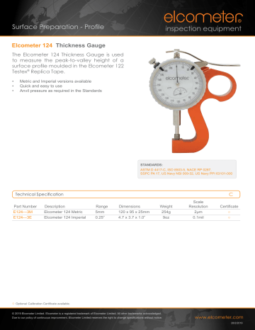 Elcometer 124 Thickness Gauge User Guide | Manualzz