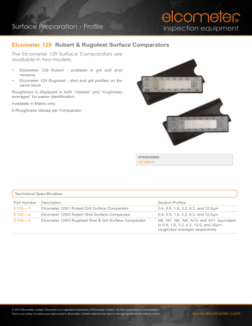 Elcometer 129 Rubert & Rugotest Surface Comparator User Guide | Manualzz