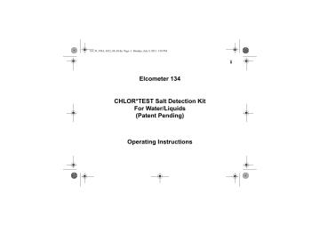 Elcometer 134W Chloride Ion Test Kit for Water Instruction manual ...