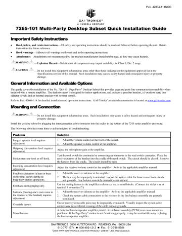 GAI-Tronics 7265-101 Installation Guide | Manualzz