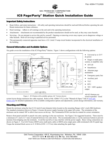 GAI-Tronics ICS Installation Guide | Manualzz
