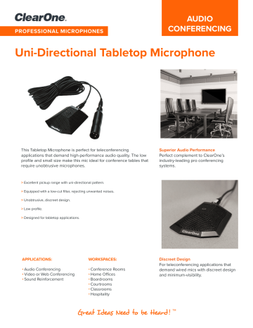 ClearOne Tabletop Microphone Microphone Datasheet | Manualzz
