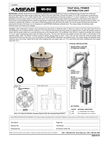 Mifab MI-DU-625 5/8 in. Cast Iron Distribution Trap Unit Specification ...
