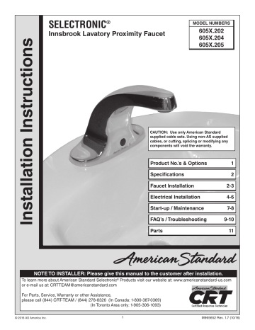 American Standard 605B202.002 Innsbrook Selectronic® No Handle Centerset and Sensor Bathroom ...