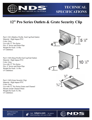 NDS 844 12 in. Deep Profile End Cap Specification | Manualzz