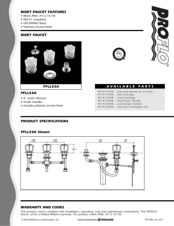 PROFLO 141344 Symbol Button for PFWS1012ML Specification | Manualzz