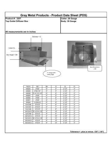 Gray Metal South 10X10X8-320T 8 Specification | Manualzz