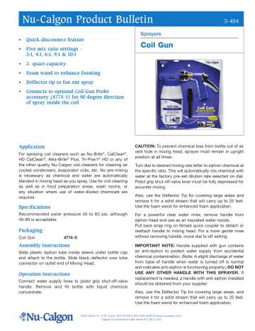 Nu-Calgon 4774-0 2 qt. Blue Coil Cleaner Specification | Manualzz