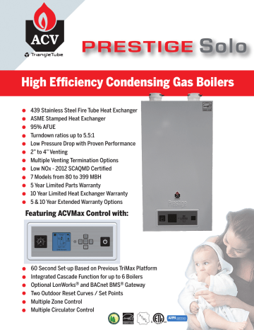 TRIANGLE TUBE PA80 Prestige Solo Water/Steam Boiler 80 MBH Natural Gas ...