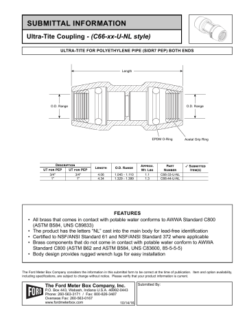 Ford Meter Box C66-33-U-NL 3/4 in. Push-to-Connect Brass Coupling ...