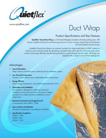 Quietflex Manufacturing DWR62248075 Microlite® EQ 48 in. Duct Wrap Specification | Manualzz
