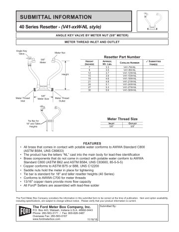 Ford Meter Box V41-24W-NL 24 in. Brass Meter Resetter Specification ...